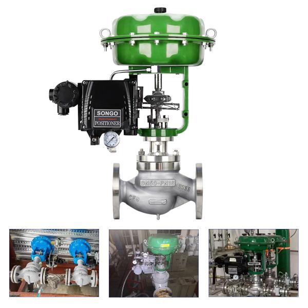 Quality DN25 SS304 Pneumatic Control Valve Flange Globe Valve Single Seated With for sale