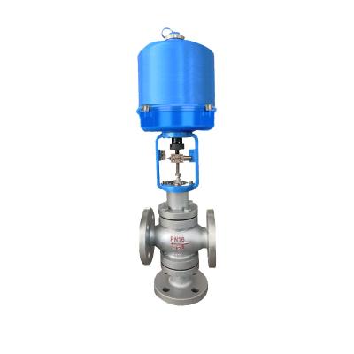 China SONGO 3Way Flange Electric Control Valve AC220V  Electric 3 Way Modulating Valve For Steam for sale