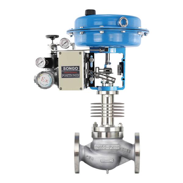 Quality SS304 Pneumatic Diaphragm Control Valve Heat Dissipation Single Seated 16bar DN100 Flange for sale