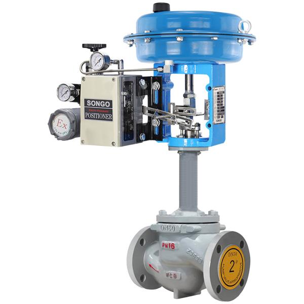 Quality Carbon Steel Pneumatic Diaphragm Control Flanged Globe Valve Single Seated 5inch 25bar for sale