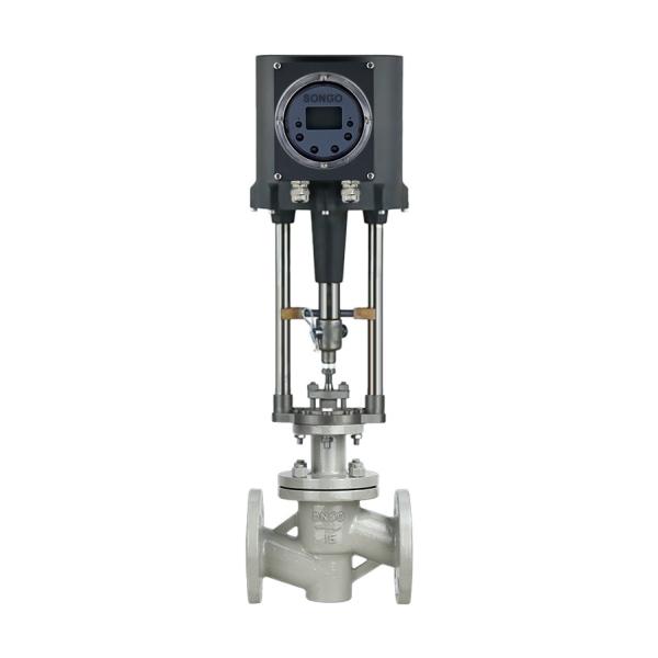 Quality SONGO Electric Fluorine Lined Modulating Control Valve 4-20ma Flange Carbon Steel 16bar Electric Single Seated Control Valve for acid and alkali resistant for sale