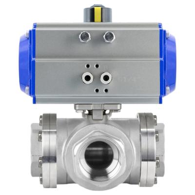 China 3 Way Pneumatic Actuator Valve SS304 L Port Socket Weld 3inch 150LB With Double Action for sale