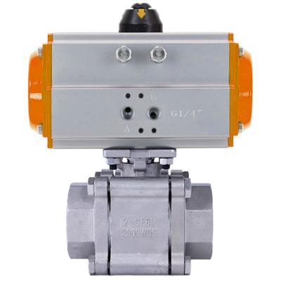 China SS304 316 PN130 Pneumatic Ball Valve NPT Female Thread With 24vdc Solenoid Valve for sale
