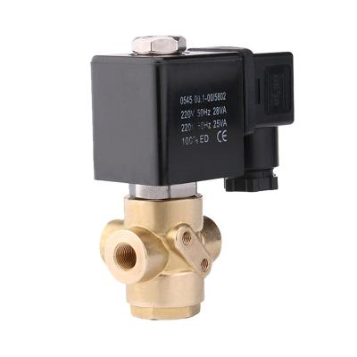 China 3 Way Solenoid Valve Brass Direct Acting Normally Closed Water Valve 220VAC for sale