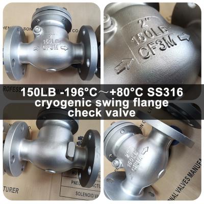 China SS304 Cryogenic Swing Check Valve 150LB 300LB CF8M For LN2 LO2 for sale