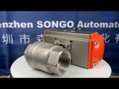 2 piece threaded pneumatic actuator valve 2way female thread shut off ball valve