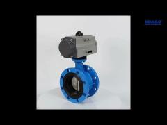 flange pneumatic soft sealed butterfly valve epdm ptfe rubber casting iron with air actuator