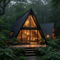 China High Rigidity Steel Framework Triangular Premium Holiday Cabin Neat Interior Design for Large Resort Engineering Works for sale