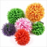 China Artificial Topiary Flower Balls 35-42cm Diameter PE PP Plastic Decorative Plant Balls for sale