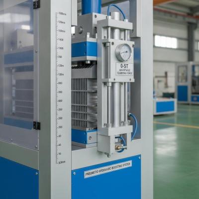 China 300-1300mm Core Length Plate-Fin Heat Exchanger Core Assembly Machine with 0-5T Adjustable Clamping Force and Pneumatic-Hydraulic Boosting System for sale