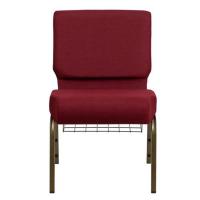 China Stackable Red Fabric Church Chairs with Iron Frame for sale