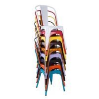 China Modern Iron Dining Chair Orange Powder Coated Stackable Bistro for sale