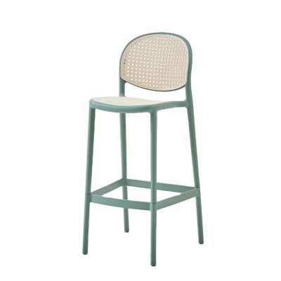China Modern PP Plastic Rattan Bar Stool Custom Color Commercial Furniture for sale