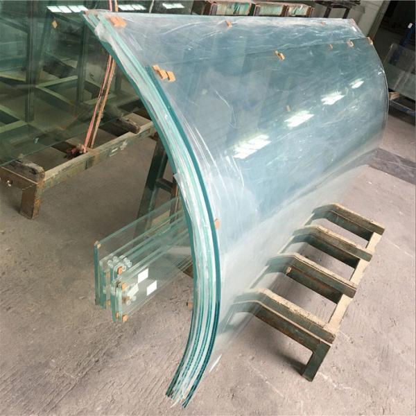 Quality Custom Curved Glass Building Greenhouse Curved Glass Balcony Railing Dark Blue / Light Blue Curved Safety Glass 3mm-19mm for sale