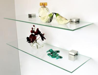 China Logo / Size Custom Cut Tempered Glass Shelves Clear Ultra Clear Frosted Glass Bathroom Shelf For Display Shelf Holder CCC / ISO9001 Approved for sale