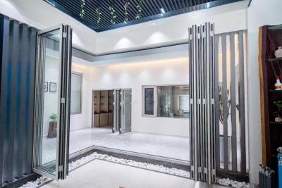 China Heavy-Duty Folding Insulating Glass Door With Aluminum Frame And German Hardware Accessories for sale