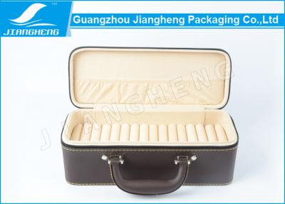 中国 ハンドルとの焦茶の革宝石類のギフト用の箱のRectanngleの形 販売のため