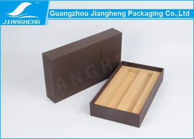 中国 ブラウンは前部スロットが付いているペーパー ボール紙のギフト用の箱の個人化されたロゴのラベルを織りました 販売のため
