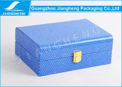 中国 金ロックが付いている小型の青PUの革ギフト用の箱/革包装箱 販売のため
