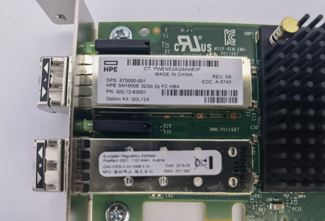 Emulex SN1600E HBA rear ports