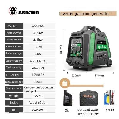 Cina Sistema di avvio remoto generatore inverter da 4,8 kW silenzioso di benzina portabile per la casa in vendita