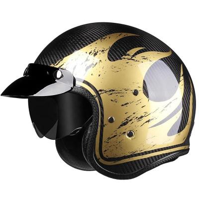 Cina 600T Fibra di carbonio 3/4 Mezzo casco per uomini adulti M/L/XL/XXL Motocicletta Harley Vintage in vendita