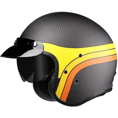 Cina 600T Fibra di carbonio 3/4 Mezzo casco per uomini adulti M/L/XL/XXL Motocicletta Harley Vintage in vendita