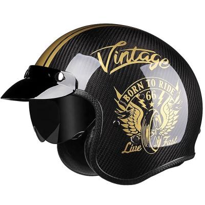 Cina 600T Fibra di carbonio 3/4 Mezzo casco per uomini adulti M/L/XL/XXL Motocicletta Harley Vintage in vendita