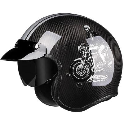 Cina 600T Fibra di carbonio 3/4 Mezzo casco per uomini adulti M/L/XL/XXL Motocicletta Harley Vintage in vendita
