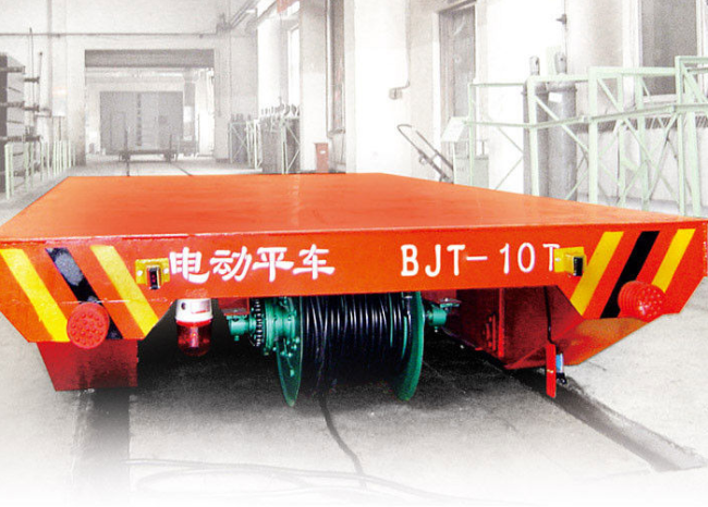 30T Cable Drum Powered Rail Material Transfer Trolleys in Factory Material Transport