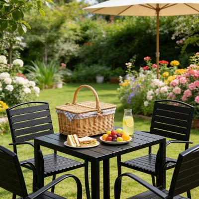 China UV Resistant Outdoor Tables And Chairs HPL Tabletop Garden Table And Chairs Durable for sale