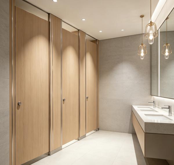 Quality Commercial Toilet Compartment Wood Grain Phenolic Toilet Partitions Waterproof for sale