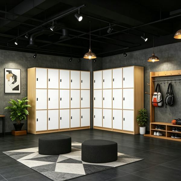 Quality Light Wood HPL Locker Scratch Resistant Commercial Storage Lockers Waterproof Moisture Proof for sale