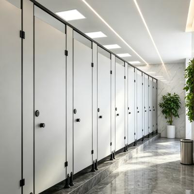 China Impact Resistant Toilet Partition Systems Gray Commercial Bathroom Stall Dividers Customizable for sale