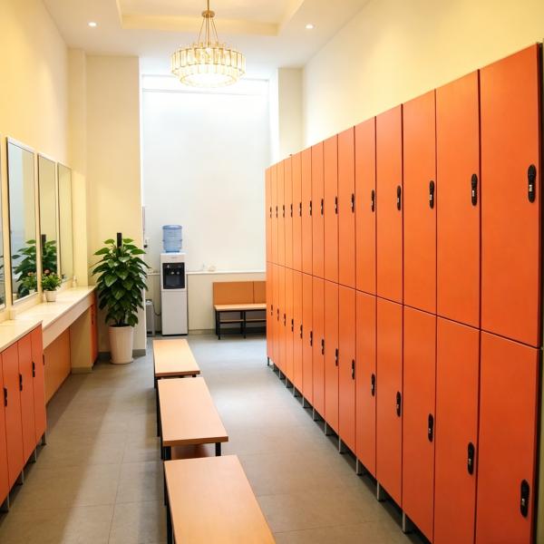 Quality Orange Commercial Gym Lockers OEM / ODM Locker Room Storage Cabinets for sale