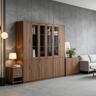 China Durable Glass Door Cabinet Moisture Resistant / Scratch Resistant Wood Office Bookcase for sale