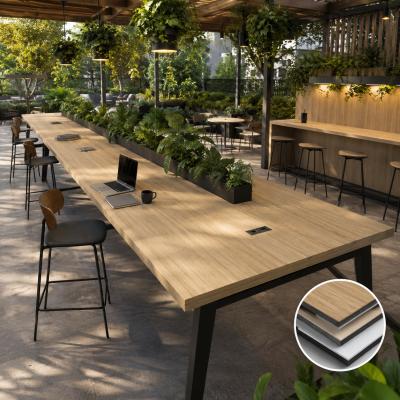 China HPL Compact Laminate Outdoor Dining Table Set  Weatherproof Anti-Scratch Commercial Patio Table & Chair for sale