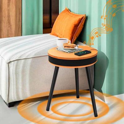 China Factory Supply Wireless Charging Side Table, Surround Sound Bluetooth Speaker Smart Nightstand End Table for Home Hotel Project for sale