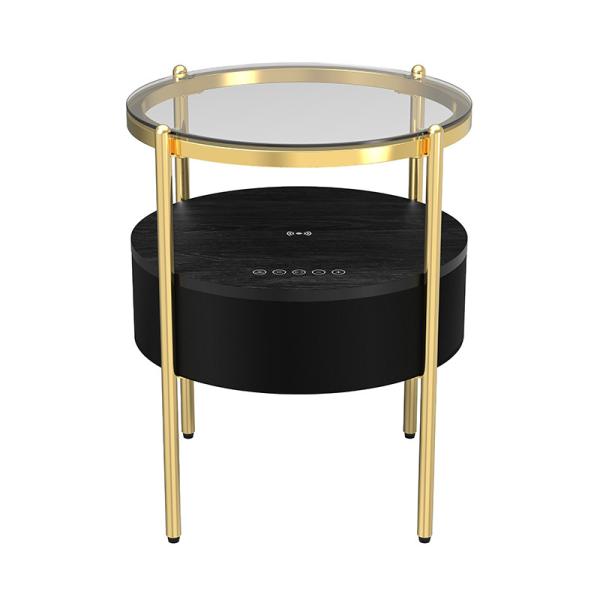 Quality Tempered Glass Smart Wireless Charging End Table Built In USB Ports for sale