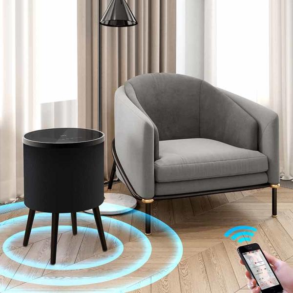 Quality OEM ODM MDF Bluetooth Speaker Table Wireless Charging LED Touch Control Night Stand for sale