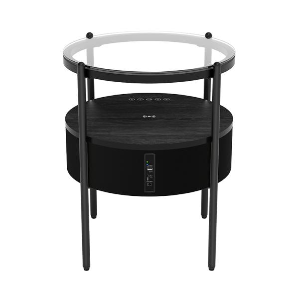 Quality Tempered Glass Smart Wireless Charging End Table Built In USB Ports for sale