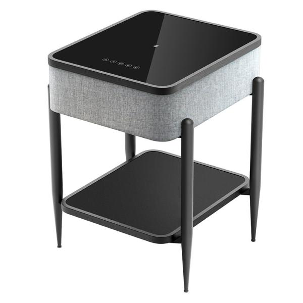 Quality Bluetooth 5.0 MDF Bedside Table Speaker Wireless Charging Nightstand For Bedroom for sale