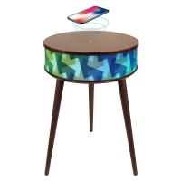 China Portable Bedside Speaker Table Nightstand With Wireless Charging LED Light Touch Control for sale