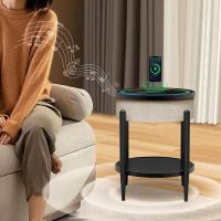 China Customized Modern Bluetooth Speaker Bedside Table Tempered Glass Wireless Charging for sale