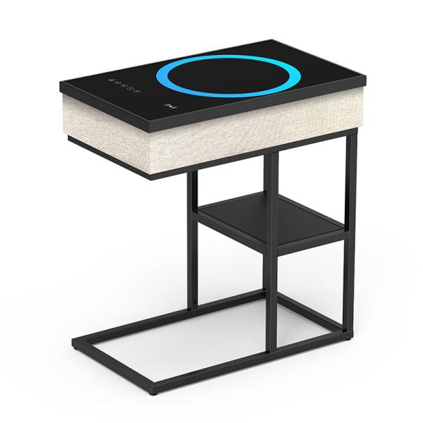 Quality TWS Triangle Wireless Charger Side Table Built In Bluetooth Speaker Nightstand for sale