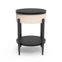China Customized Modern Bluetooth Speaker Bedside Table Tempered Glass Wireless Charging for sale