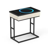 China Smart LED Wireless Charging Side Table RGB Bluetooth Speaker Bedside Nightstand for sale