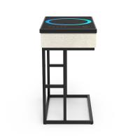 China Smart LED Wireless Charging Side Table RGB Bluetooth Speaker Bedside Nightstand for sale