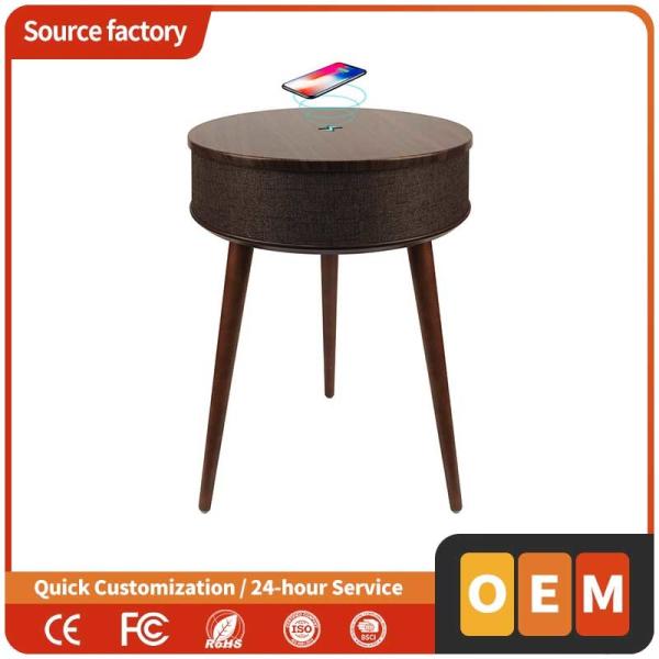 Quality Smart Coffee Table Built-in 20W Bluetooth Speaker, 10W Wireless Charger, Rechargeable Battery LED Decor Light MDF Music End Table for sale