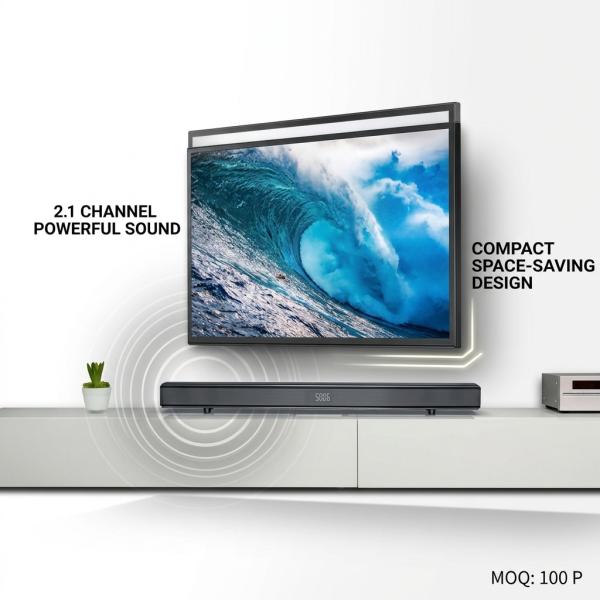 Quality Home Audio Soundbar Bluetooth Speaker 100W Wireless Subwoofer 2.1 Sound Bar with HDMI ARC Coaxial for Smart TV Home Theater for sale